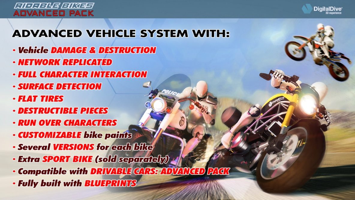 Ridable MotorBikes: Multiplayer Advanced Pack – 3 Bikes – damage ...